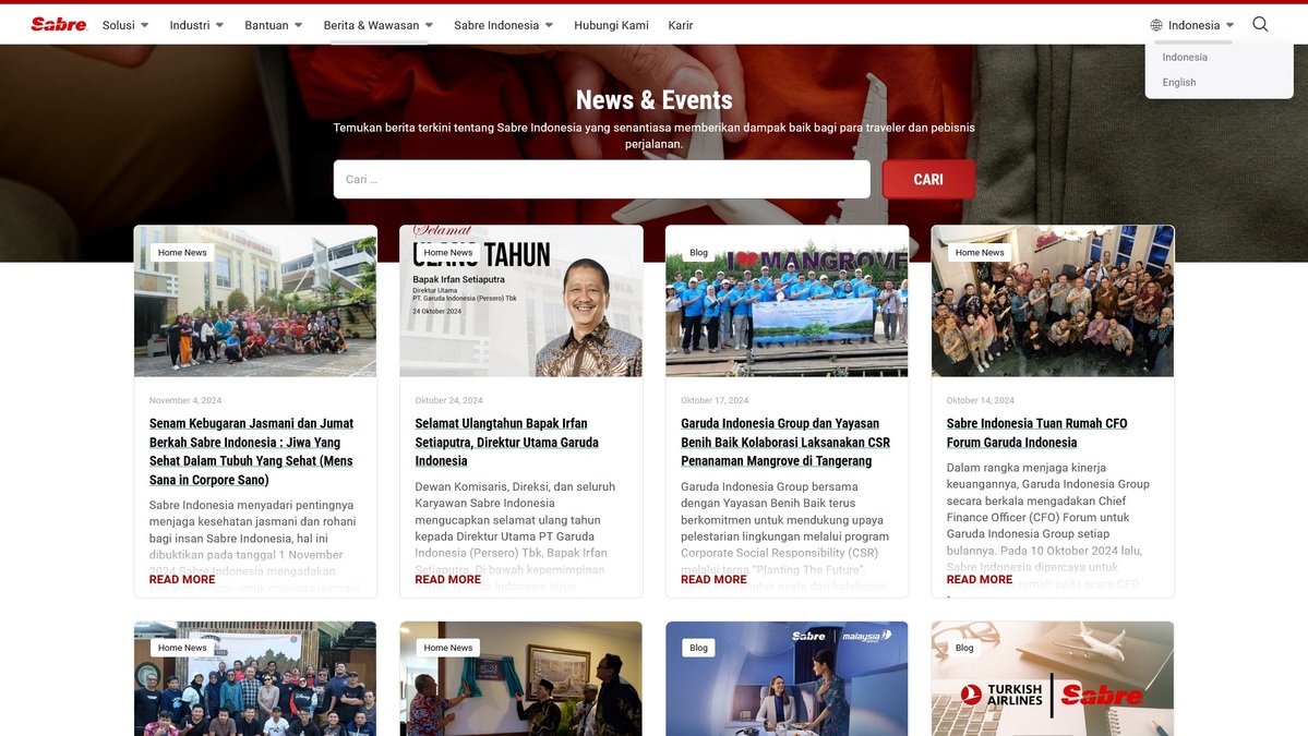 Revamp Website Sabre Travel Network Indonesia Sesuai dengan Website Internasional - Grapiku